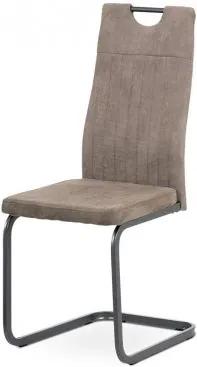 Jídelní židle, lanýžová látka, šedý kov mat