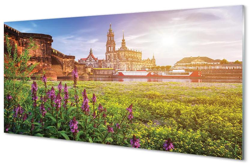 akrylový obraz Německo Sunrise River 125x50 cm