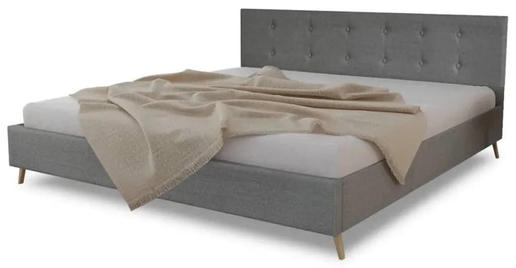 242056 vidaXL Vysoce kvalitní postel 200x160cm dřevo + látkové čalounění světle šedá