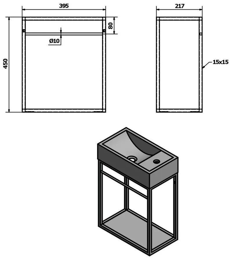 Bílý kovový závěsné podstavec bez umyvadla 39,5x45 cm Crest – Sapho