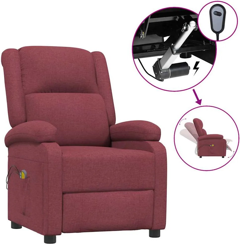 Elektrické masážní křeslo vínové textil 3098362