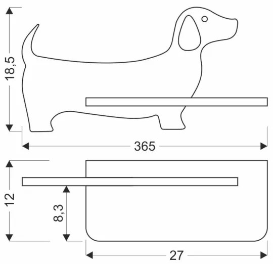 LED Dětské nástěnné svítidlo s poličkou DOG LED/5W/230V černá/dřevo