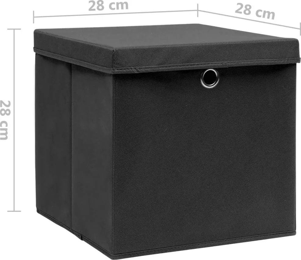 vidaXL Úložné boxy 4 ks netkaná textilie 28 x 28 x 28 cm [325188] Barva: bílá s víky