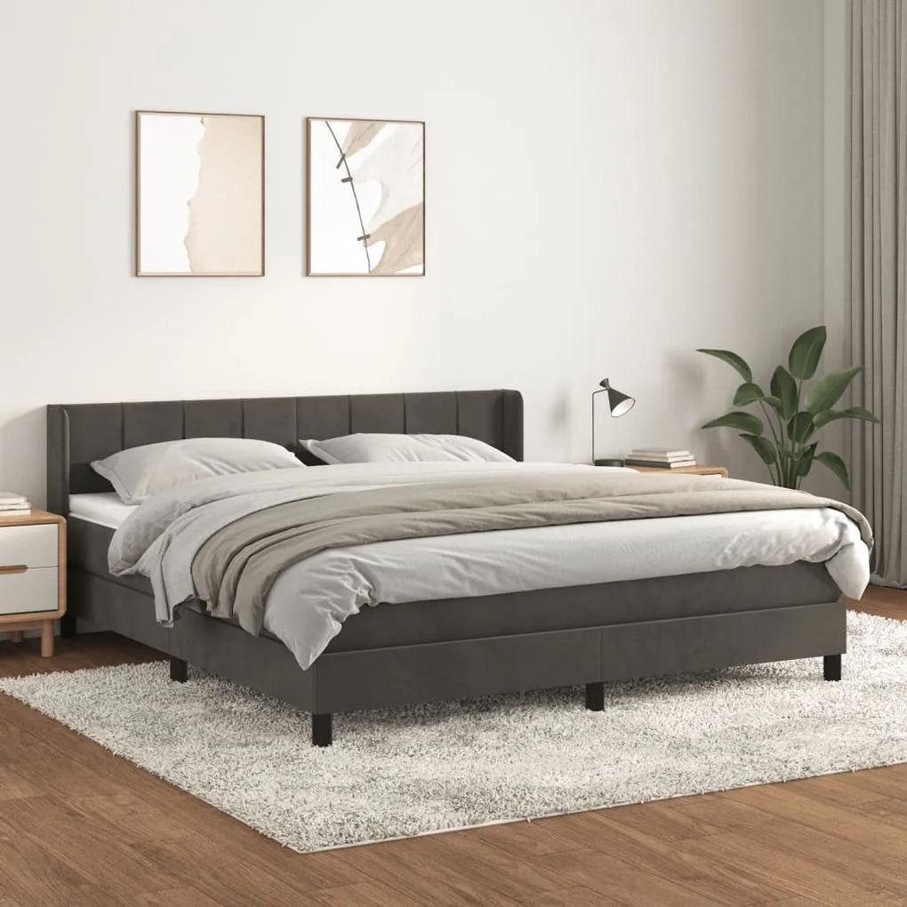 Box spring postel s matrací tmavě šedá 160x200 cm samet,  3130968