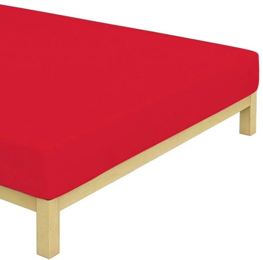 Jersey prostěradlo na jednolůžko - 90 x 200 cm - červené
