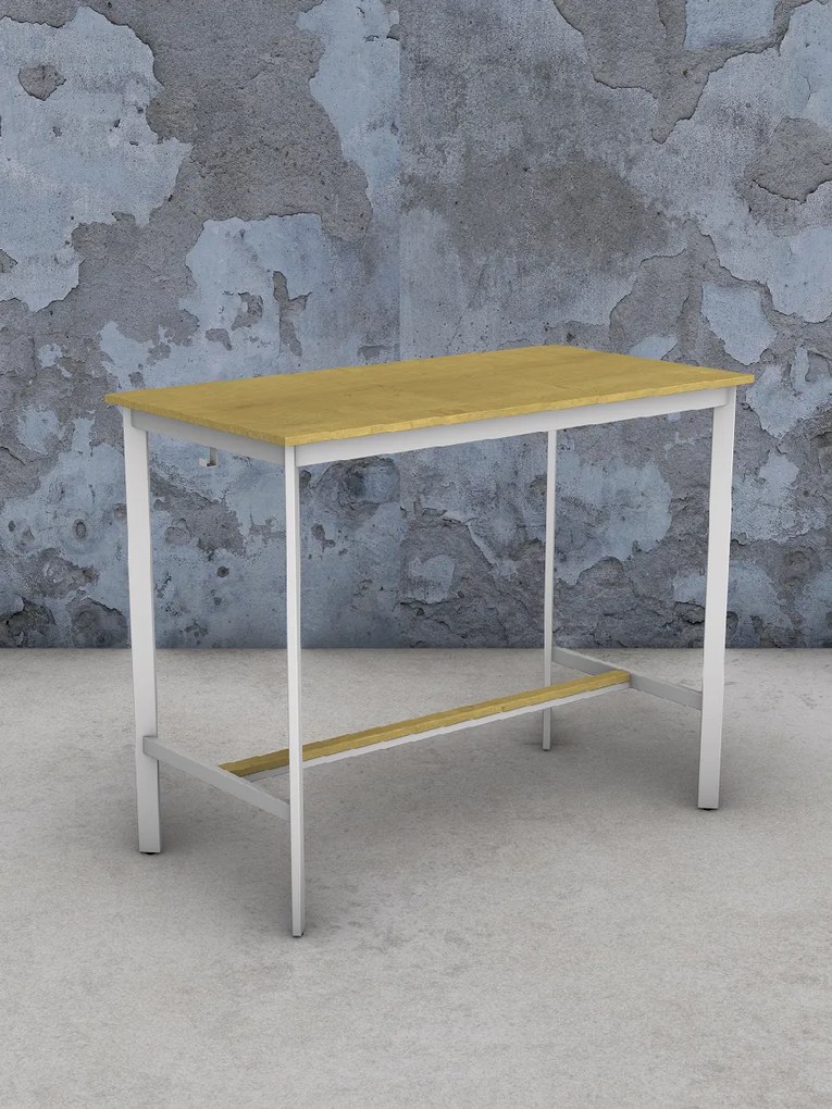 Barový stůl bílý A10, masiv dub přírodní, 130 x 68 cm