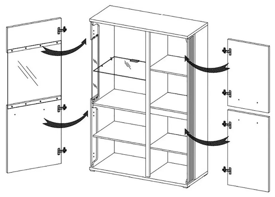 MOLTO c | vitrína ML2A + LED osvětlení | 93 cm | artisan/černá