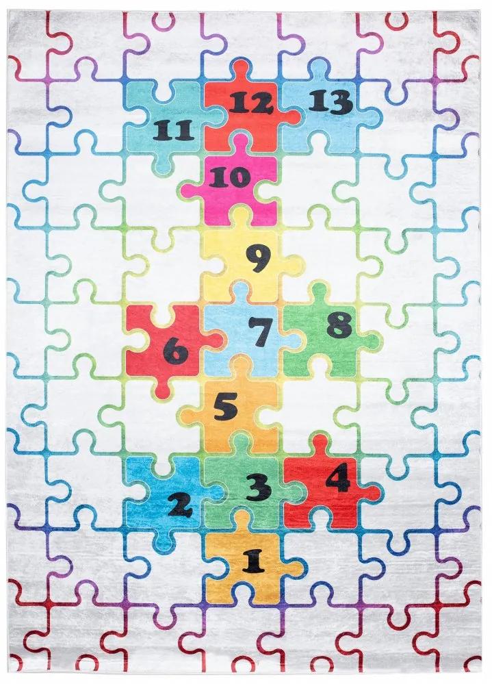 Dětský koberec s barevným motivem puzzle Šířka: 80 cm | Délka: 150 cm
