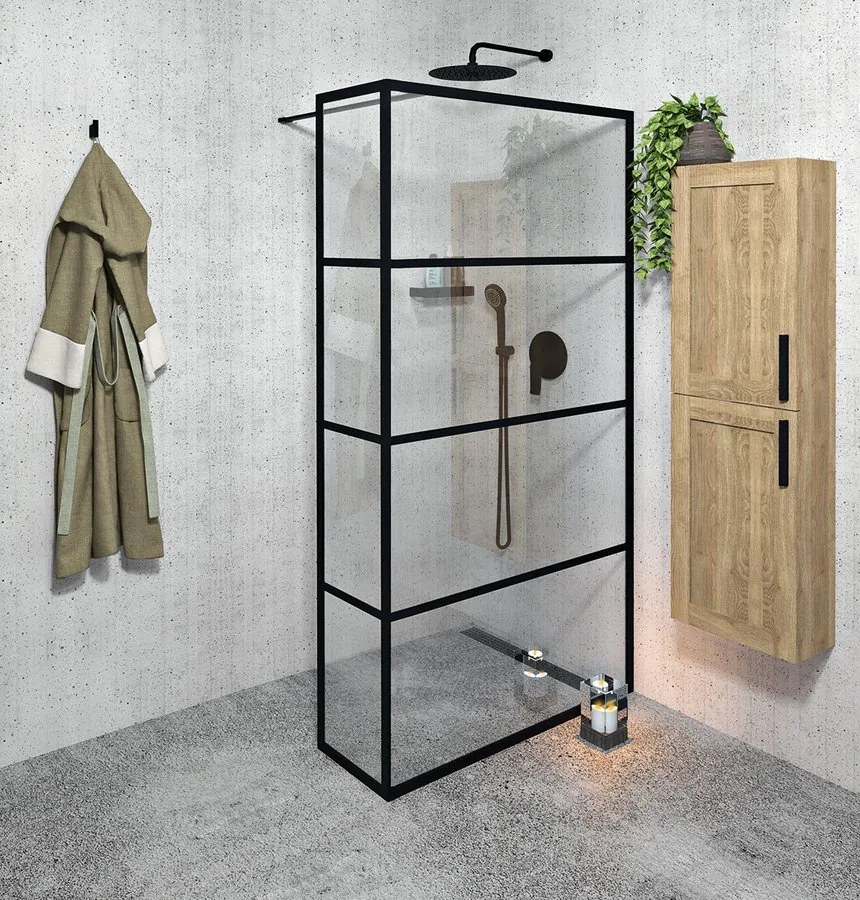 Gelco Gelco, CURE BLACK sprchová zástěna 1000 mm, čiré sklo, CB100