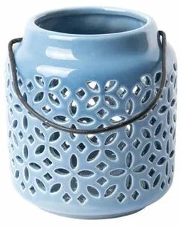 Esschert Design ESSCHERT DESIGN Lucerna na čajovku, keramika, pr. 9,9 cm BALENÍ OBSAHUJE 3 KUSY! | nebeská modrá