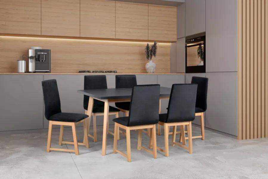 Jídelní stůl OSLO 5 deska stolu wotan, podstava stolu černá, nohy stolu bílá