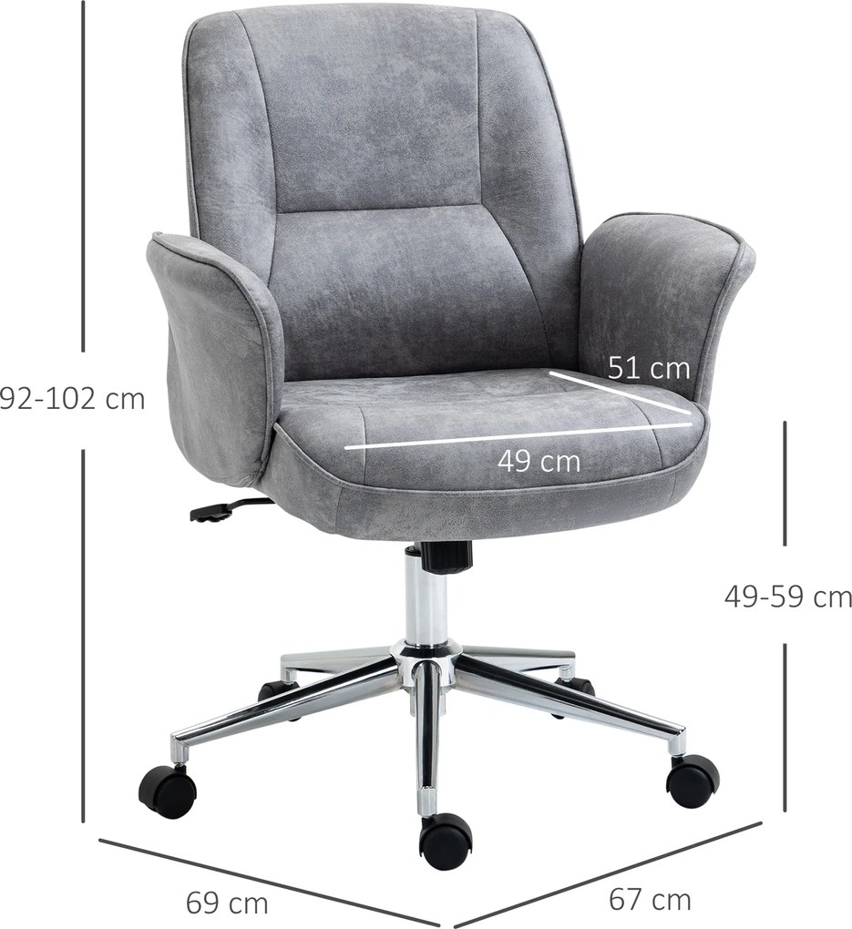 Kancelářská židle Vinsetto XXL ergonomická čalouněná židle výškově nastavitelná s funkcí houpání do nosnosti 120 kg Světle šedá | Aosom.de