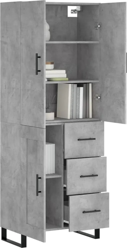 Skříň highboard betonově šedá 69,5x34x180 cm kompozitní dřevo 3196039