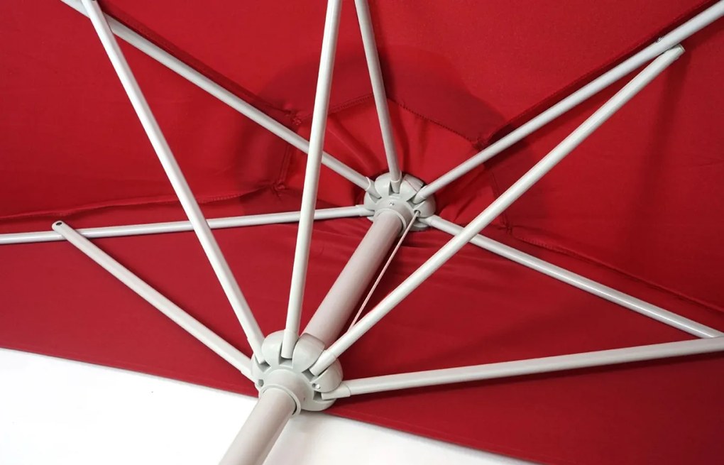Slunečník půlkruh Parla - polyester/hliník - 300cm bordó bez stojanu