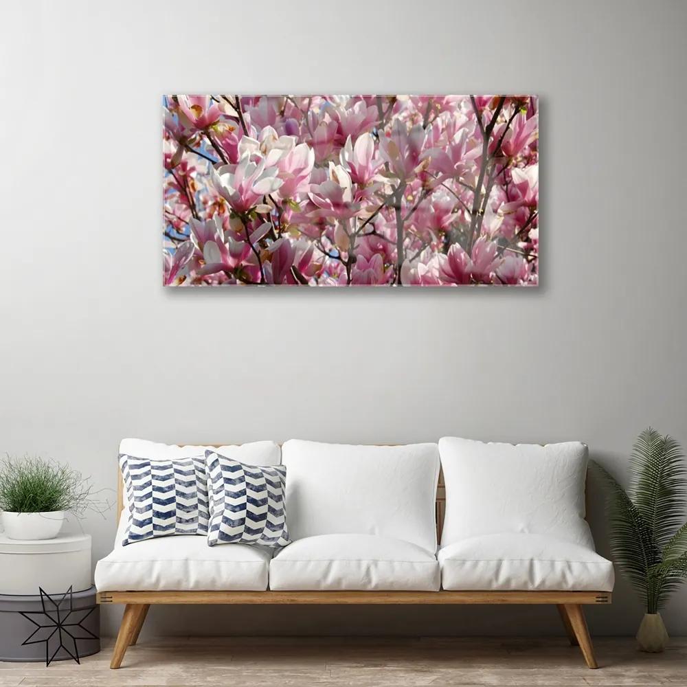 Obraz na skle Větve Květiny Rostlina 140x70 cm