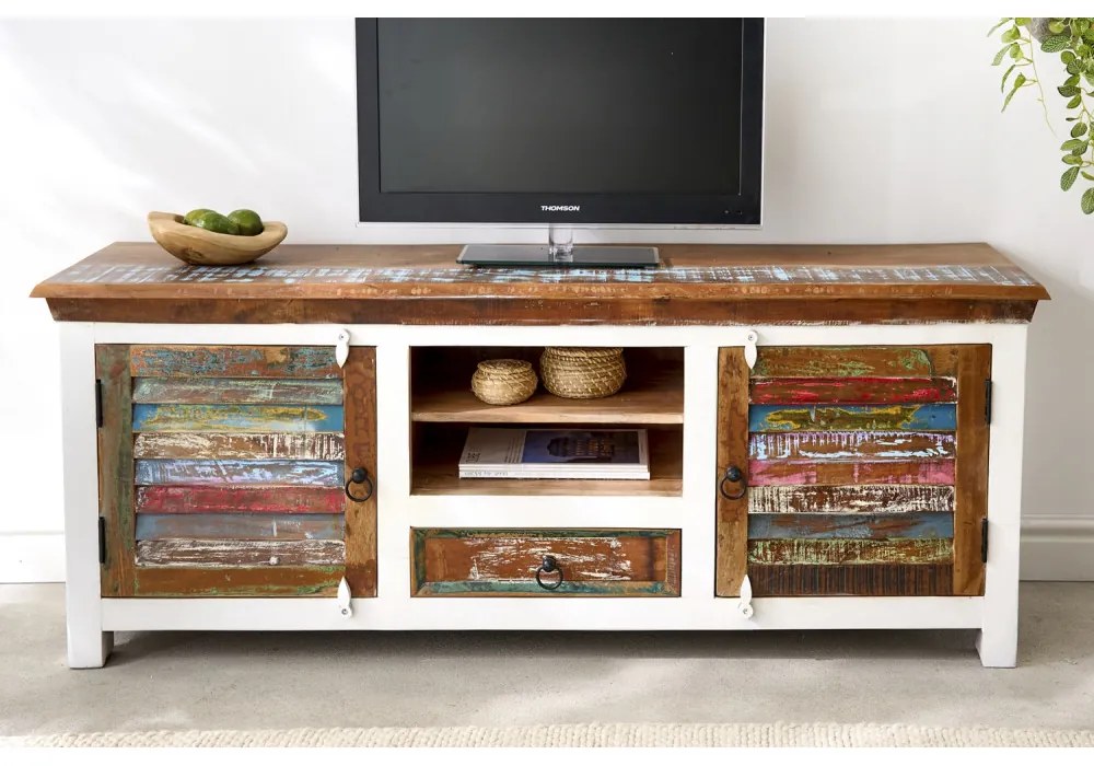 Massive home | Televizní stolek Jakarta White 150 CM masiv mango / recykl