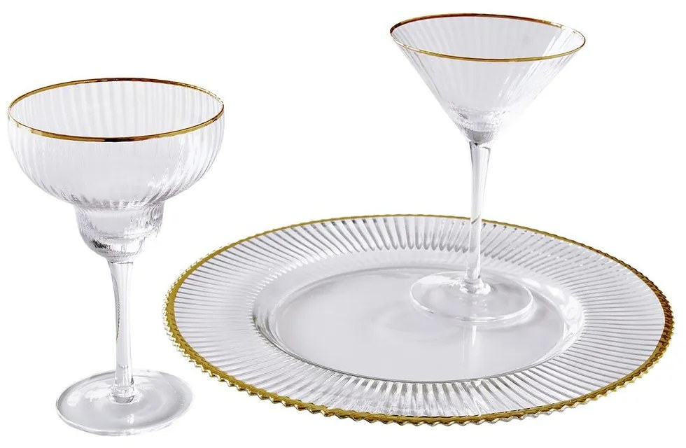 GOLDEN TWENTIES Sklenice na Cosmopolitan se zlatým okrajem 350 ml