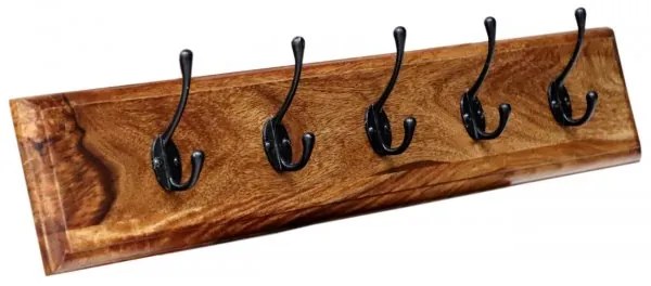 Indický nábytek - Věšák s 5 háčky Jali 80x15x2,5 z indického masivu palisandr Ořech