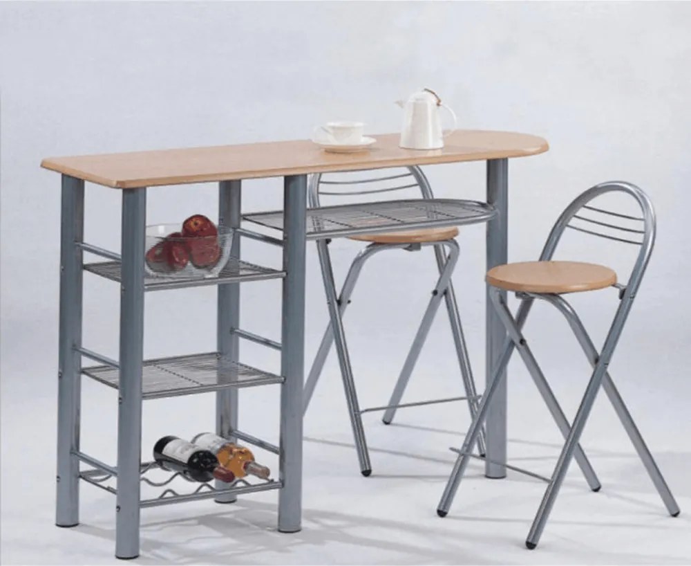 Komplet barový stůl + 2 židle, buk, 120x40 cm, BOXER