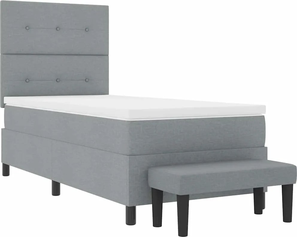Postel s boxspringem s čelo Světle šedá 90 x 190 cm textil 3344030