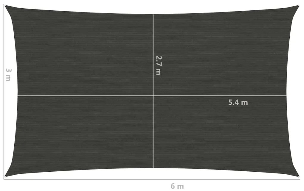 Plachta proti slunci 160 g/m² antracitová 3 x 6 m HDPE - Default Title