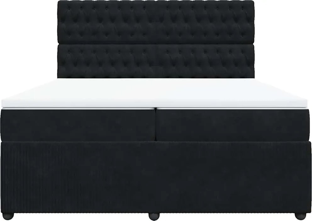 Box spring postel s matrací černá 200x200 cm samet 3294738