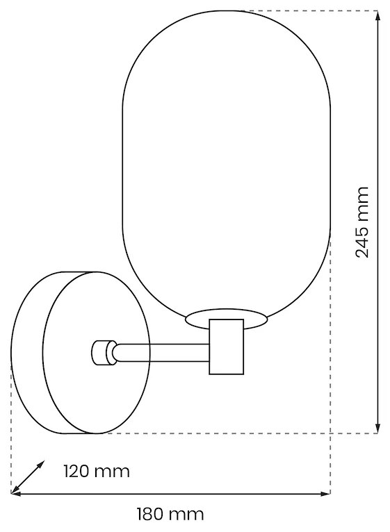 Nástěnné svítidlo Alias, 1x bílé skleněné stínítko, g