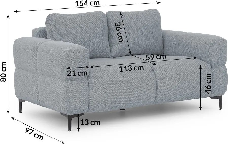 Šedomodrá pohovka 154 cm Helio – Ropez