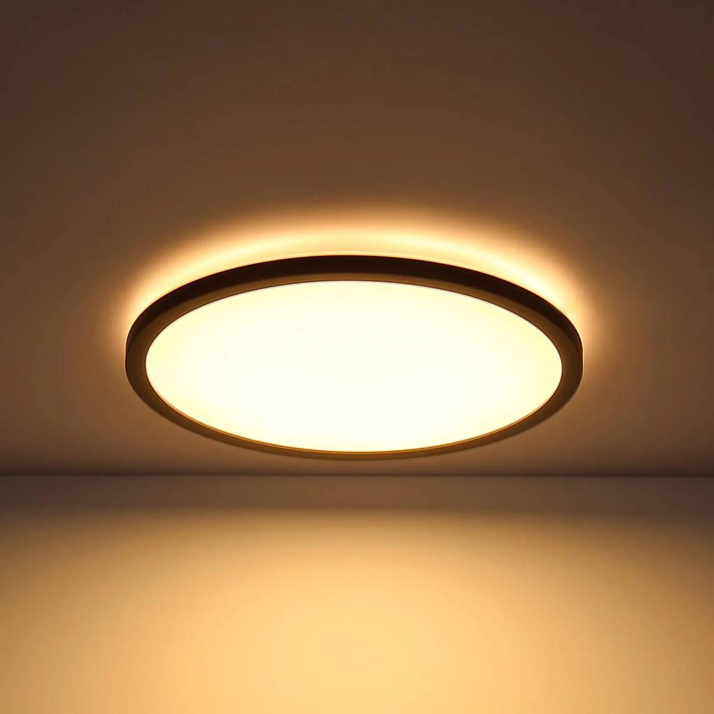 LED stropní světlo Sapana, černá, kulaté, stmívací