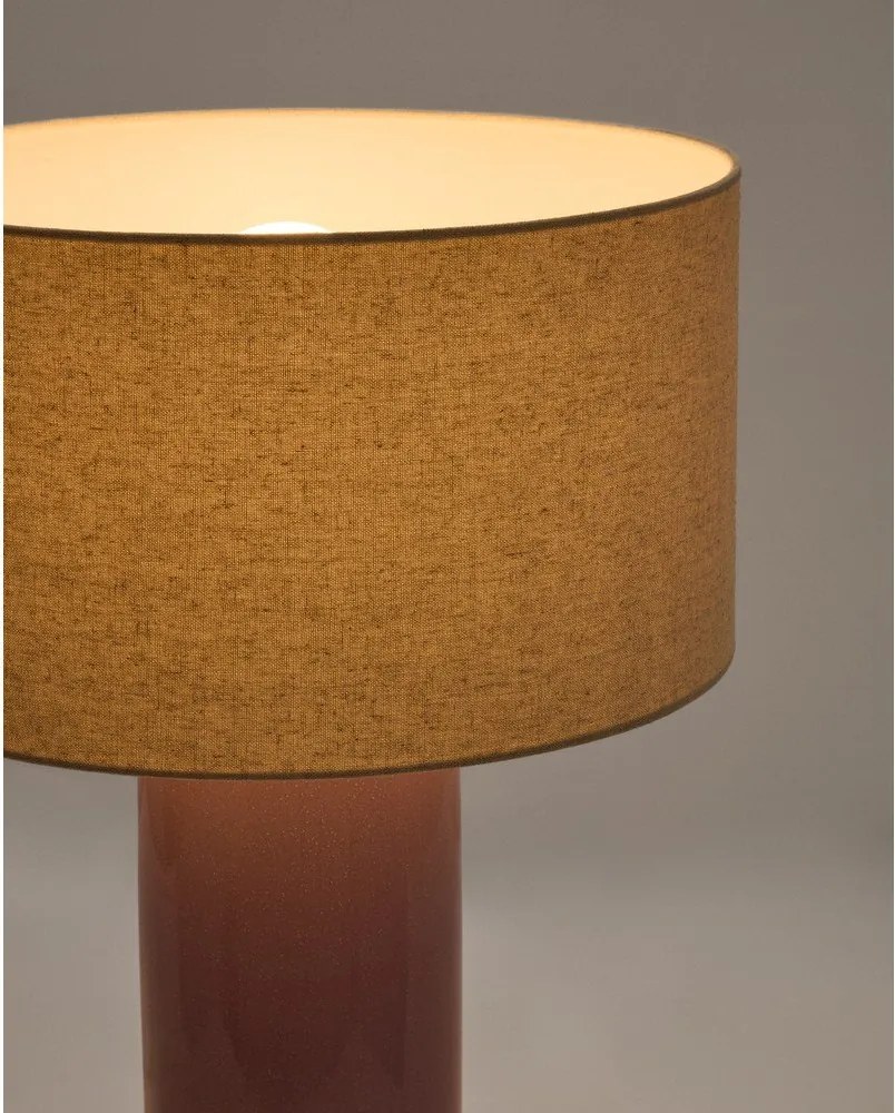 Fialová/béžová stolní lampa s textilním stínidlem (výška 52 cm) Toneric – Kave Home