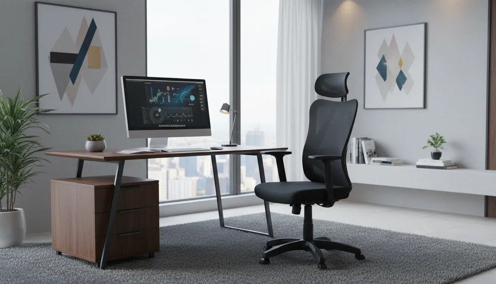 Ergonomická kancelářská židle ORVIN - černá síťovina Barva: černá