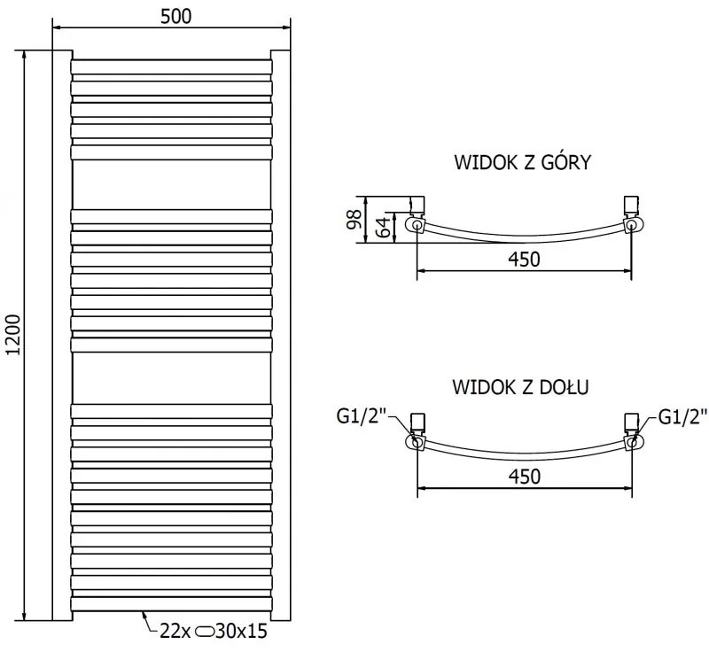 Mexen Helios, topné těleso 1200 x 500 mm, 448 W, zlatá, W103-1200-500-00-50