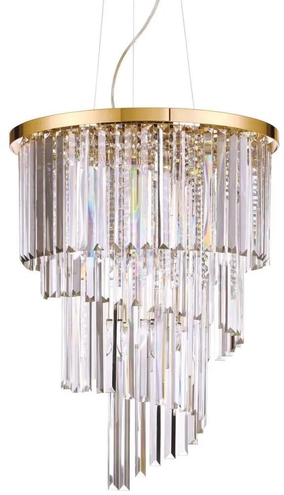 Ideal Lux | Ideal Lux - Křišťálový lustr na lanku CARLTON 12xE14/40W/230V zlatá | ID213521