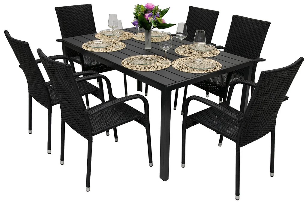 DEOKORK Zahradní ratanová sestava SIENA 1+6 (různé délky) stůl 150x90 cm