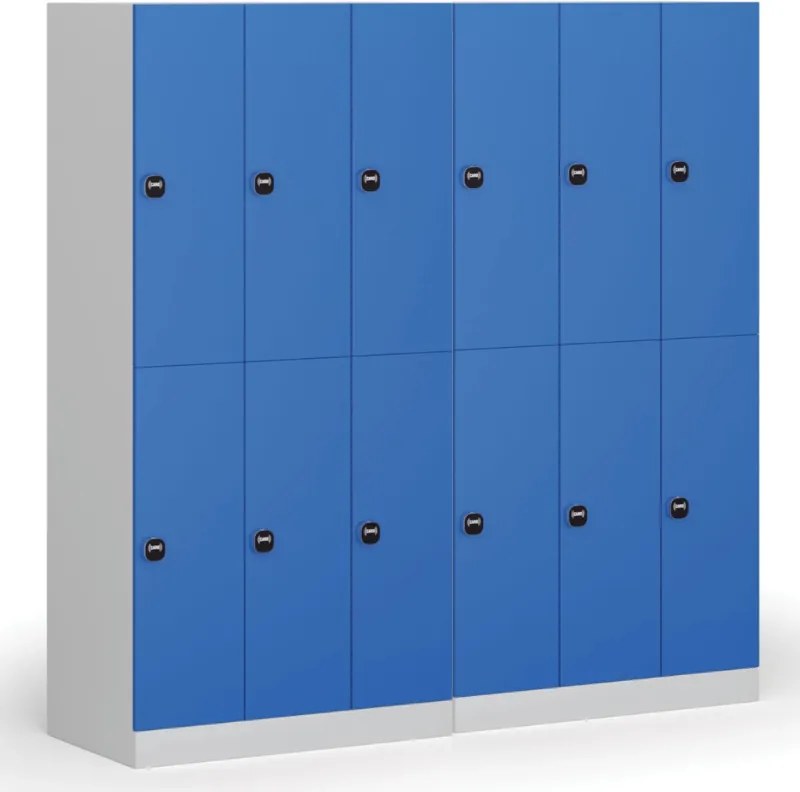Šatní skříňka S1 s úložnými boxy, 6 boxů, 1850 x 900 x 500 mm, demont, RFID zámek, tmavě šedé dveře