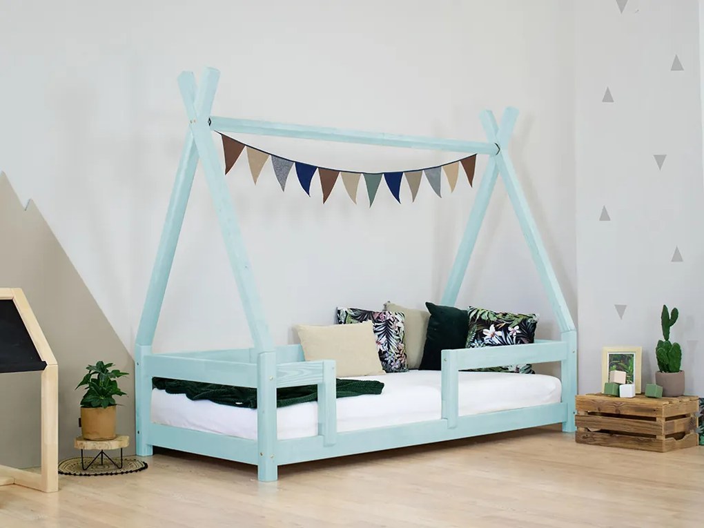 Benlemi Dětská domečková postel NAKANA  s bočnicí Barva: Světle modrá, Rozměr: 90 x 200 cm