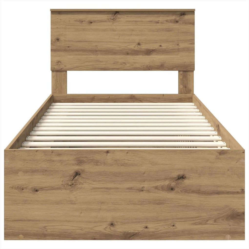 Rám postele s čelo Umělecký dub 90 x 200 cm Kompozitní dřevo 3407939