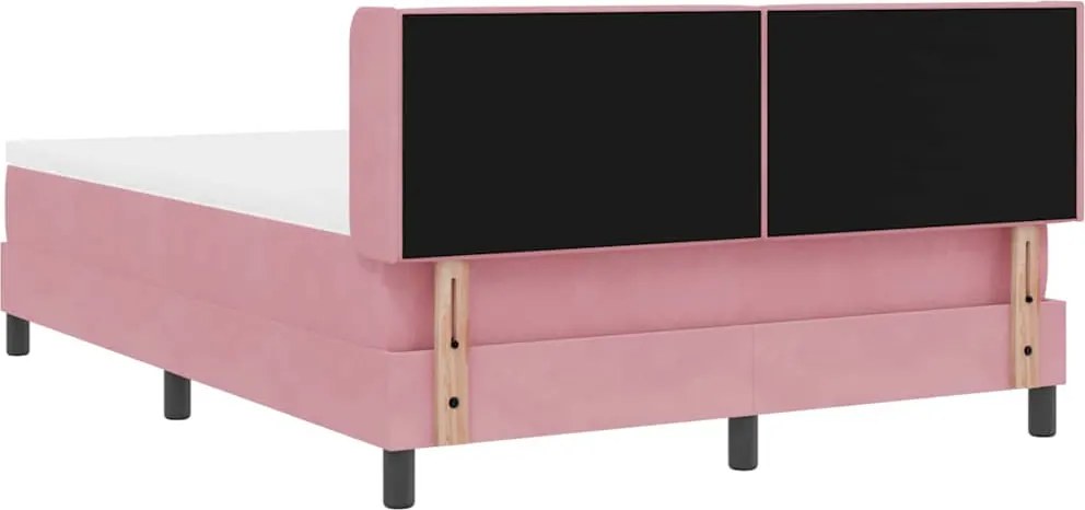 Postel s boxspringem s čelo Růžová 190 x 140 cm samet 3341413