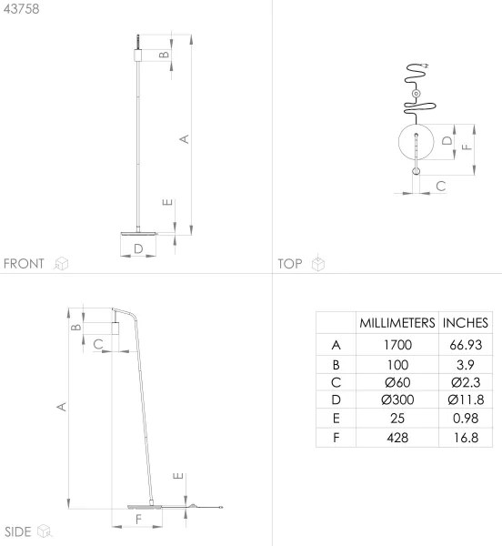 Eglo 43758 - Stojací lampa CRANLEY 1xE27/40W/230V