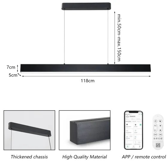 Brilagi - LED Stmívatelný lustr SLEEKLINE SMART LED/40W/230V Wi-Fi Tuya černá+DO