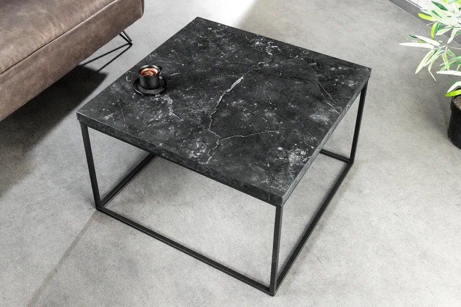 Designový konferenční stolek Haines 60 cm vzor antracitový mramor