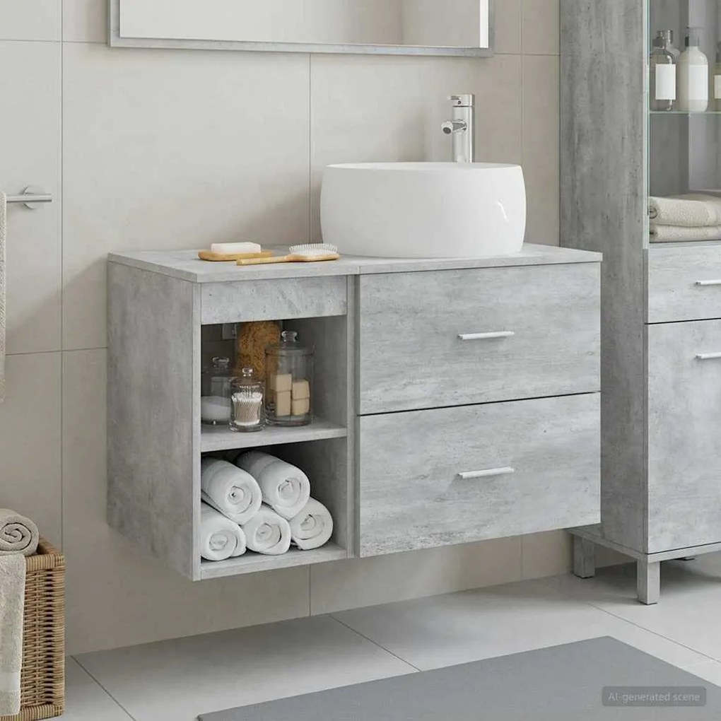 Sada koupelnového nábytku 2 ks Betonově šedá Kompozitní dřevo 3403923