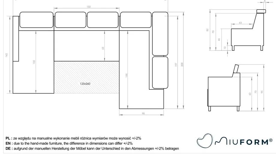 Tmavě šedá rozkládací rohová pohovka (levý roh) Sweet Harmony – Miuform