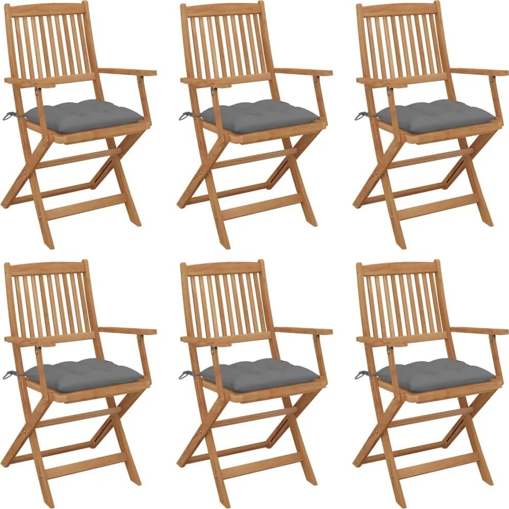 vidaXL Skládací zahradní židle s poduškami 6 ks masivní akácie [3065478] Barva: antracitová