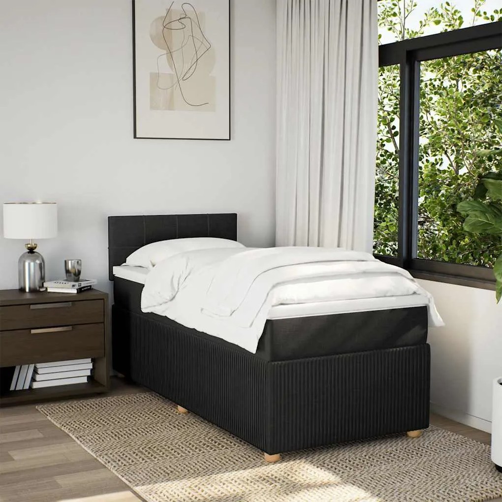 Box spring postel s matrací černá 90x200 cm textil 3287341