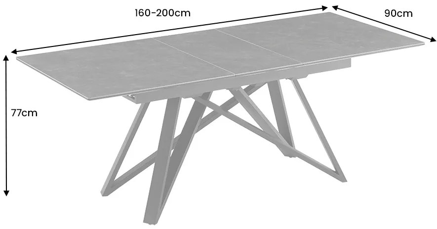 Roztahovací keramický stůl Callen 160-200cm grafit