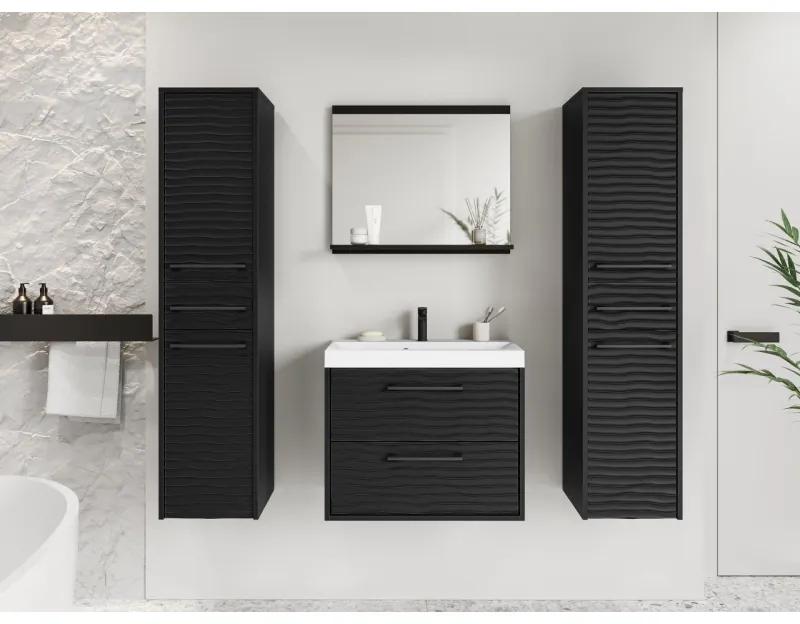 Koupelnový nábytek Tomeq III, Barva: čierny grafit / čierna fala, Sifon k umyvadlu: ano, Baterie: ne