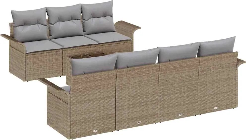 Sada zahradních pohovek 8 ks 7-Počet míst Beige a šedá 3353939