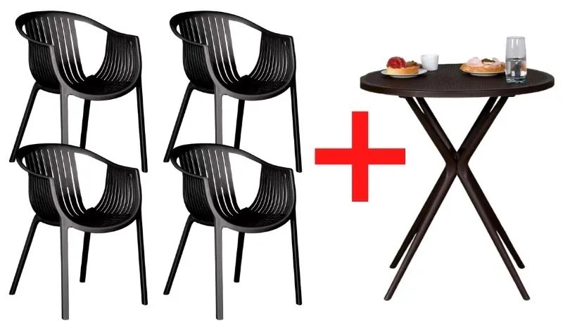 B2B Partner 4x židle LOUNGE, černá + stolek COFFEE TIME ZDARMA