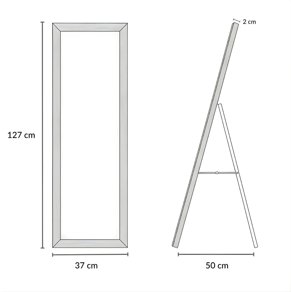 Stojací zrcadlo HAVLYS černé, 127 x 37 cm